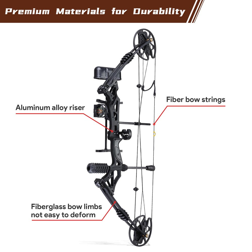 TheLAShop Archery Right Hand Compound Bow Set w/ 12 Carbon Arrows ...