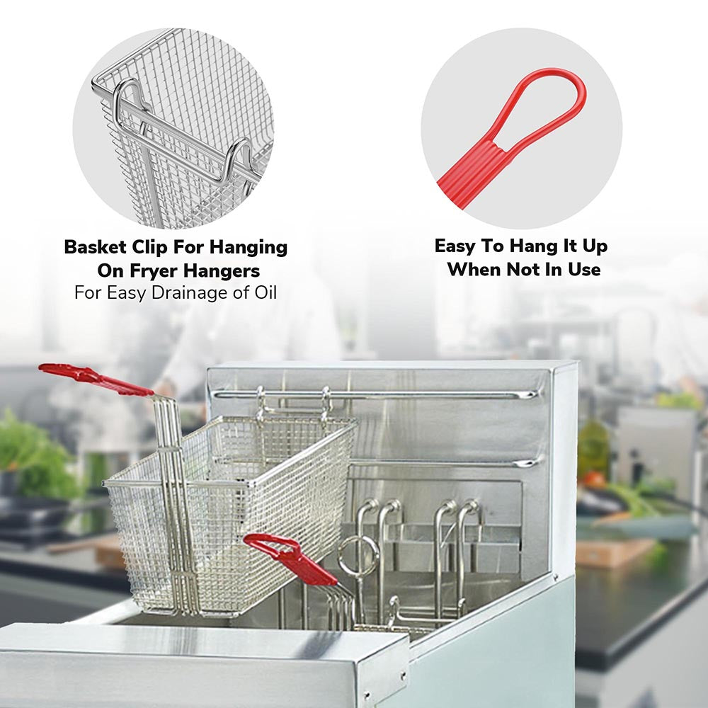 TheLAShop Large Commercial Deep Fryer Baskets Replacement 13x6x6" 2ct/