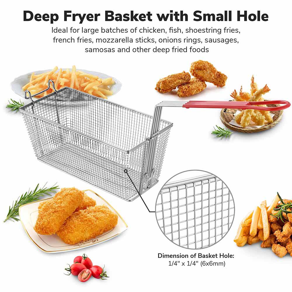 TheLAShop Large Commercial Deep Fryer Baskets Replacement 13x6x6" 2ct/