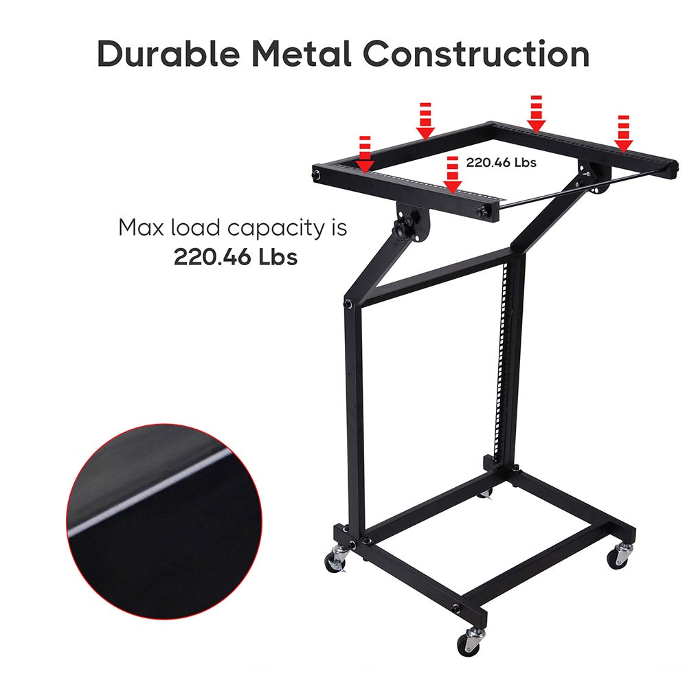 TheLAShop 12U Solid Steel Audio Mixer Rack 19" AV Cart