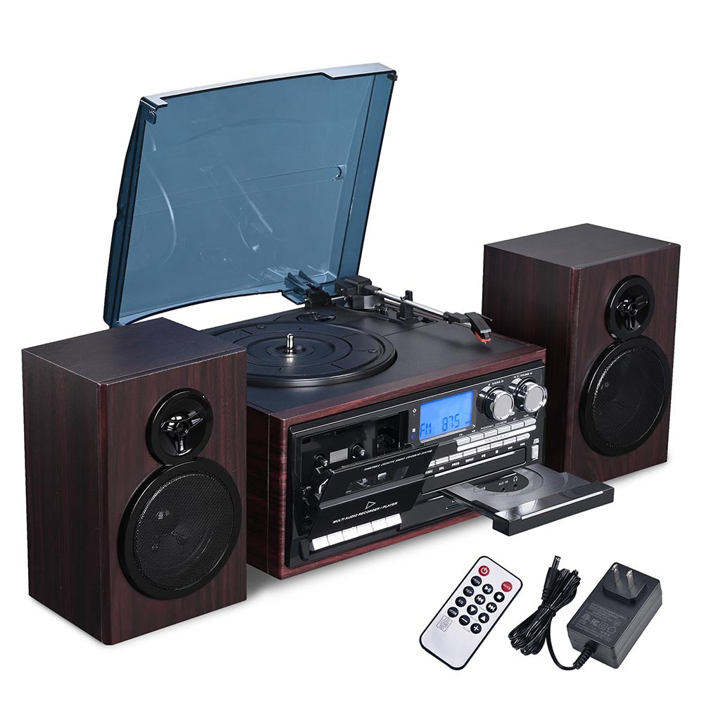 TheLAShop Stereo System Turntable Record Player w/ Speakers Bluetooth