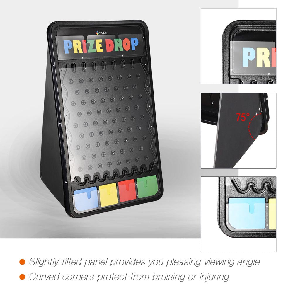 WinSpin 25"x41" Prize Drop Board Plinking Disk Drop Game w/ Pucks