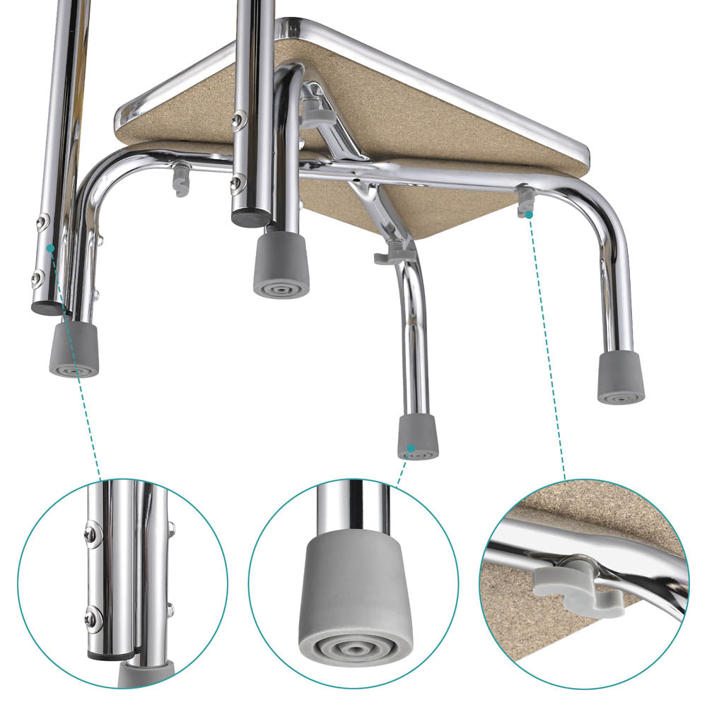 TheLAShop Chrome Steel Single Step Stool with Handrail - 16"x13"x35 ...