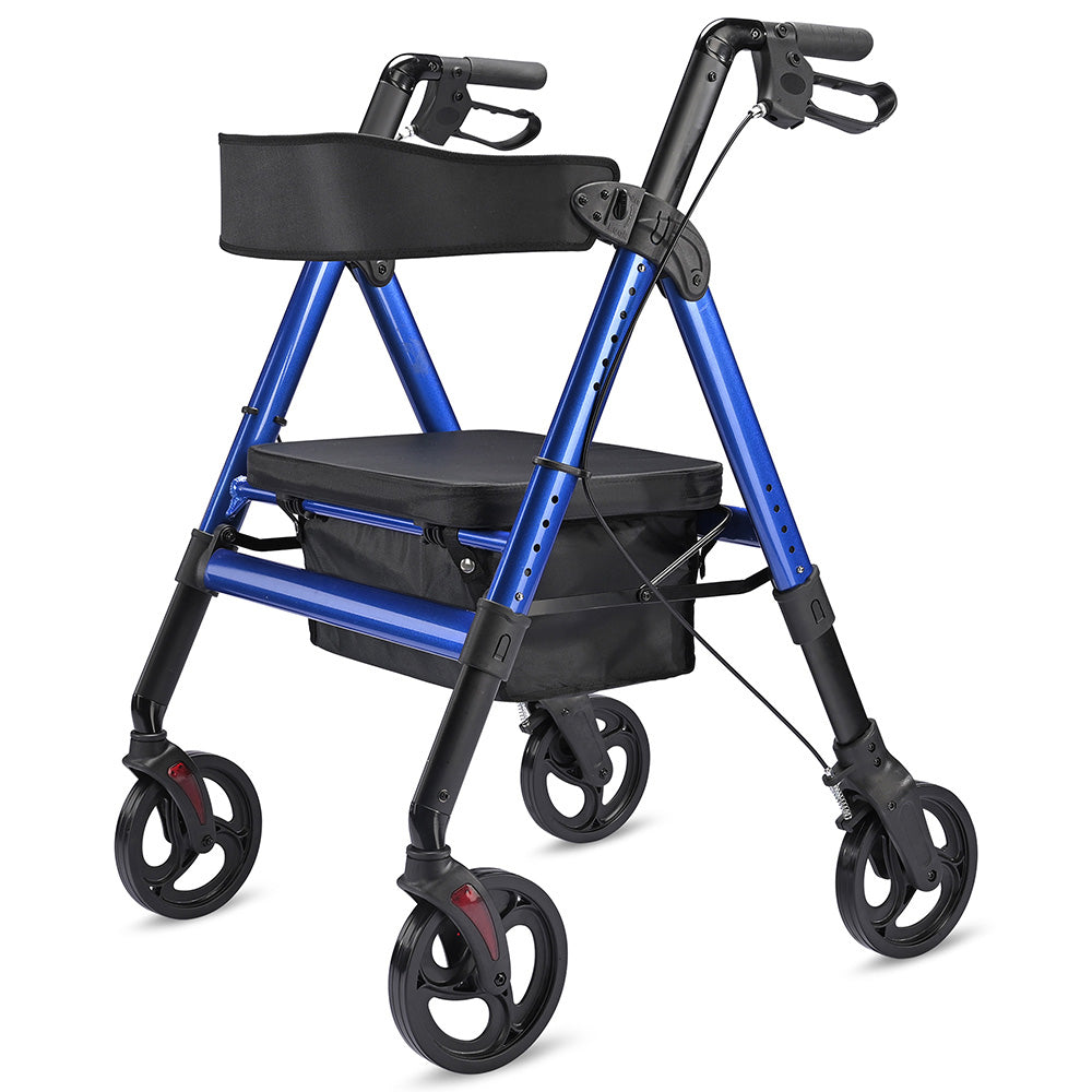 TheLAShop Rollator Aluminum Walker with Seat Back Support 450lbs 8" Ca