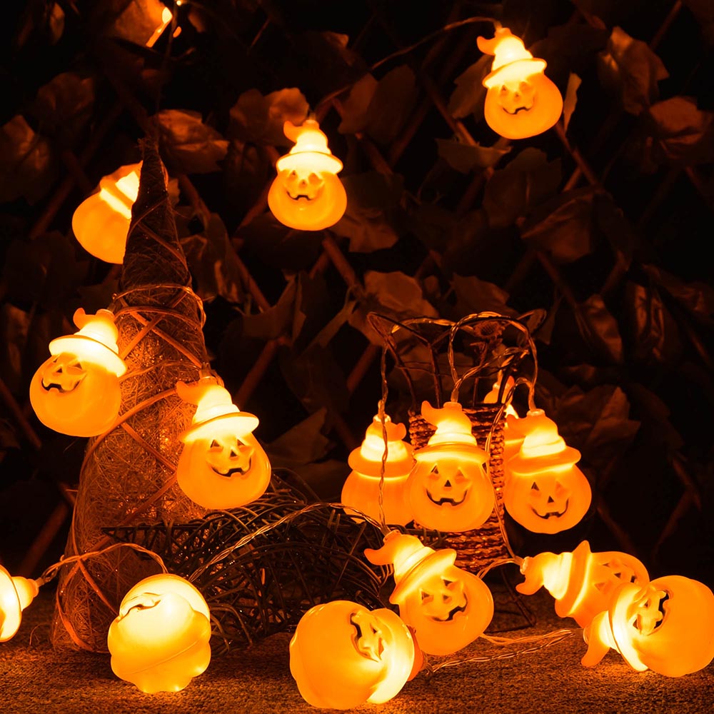 TheLAShop Halloween Fairy Light Orange Pumpkin with Hat 10ft ...