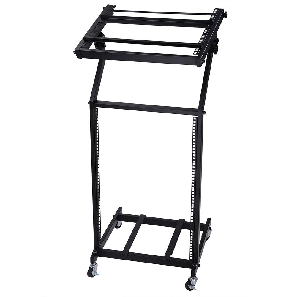 TheLAShop 16U Solid Steel Audio Mixer Rack with Crossbar 19" AV Cart