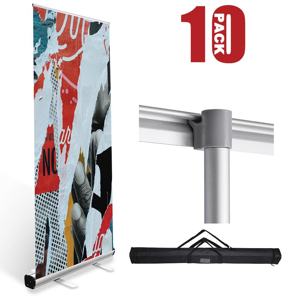 TheLAShop 33" x 79" Retractable Banner Stands 10ct/pk (Shock-cord Pole
